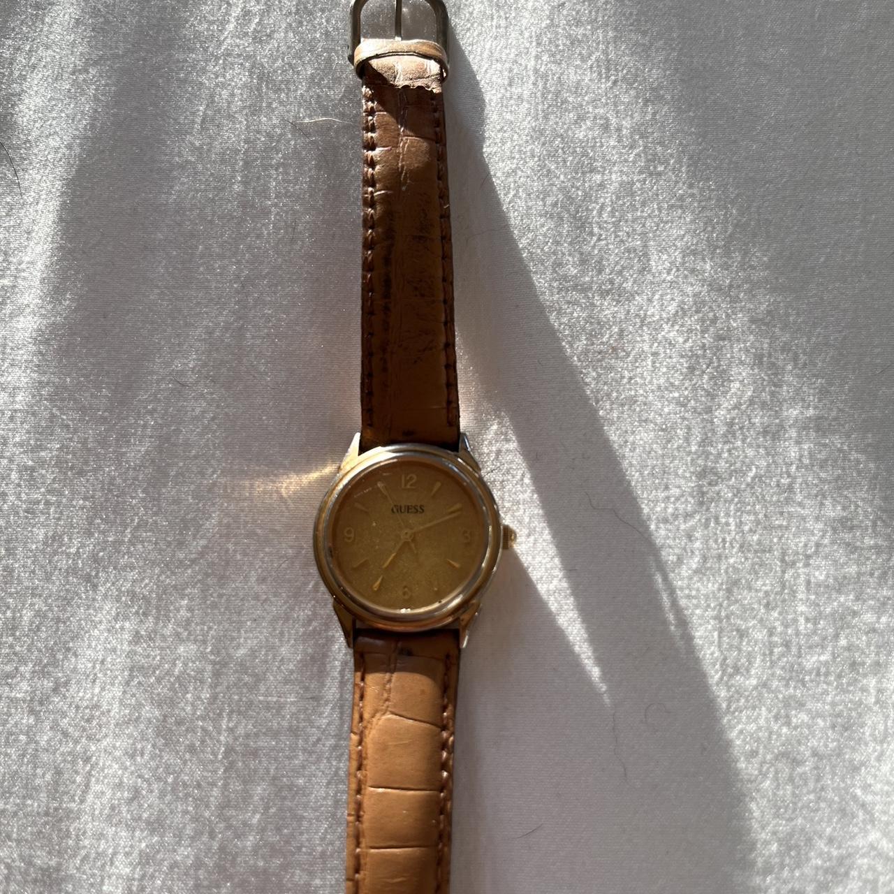 Vintage Guess brown & gold watch in sterling silver.... - Depop