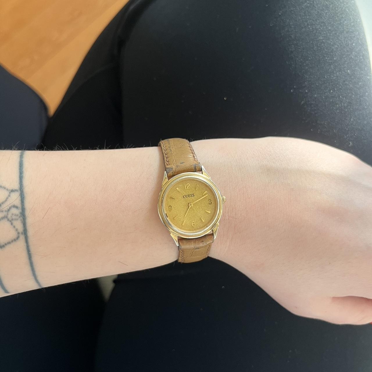Vintage Guess brown & gold watch in sterling silver.... - Depop
