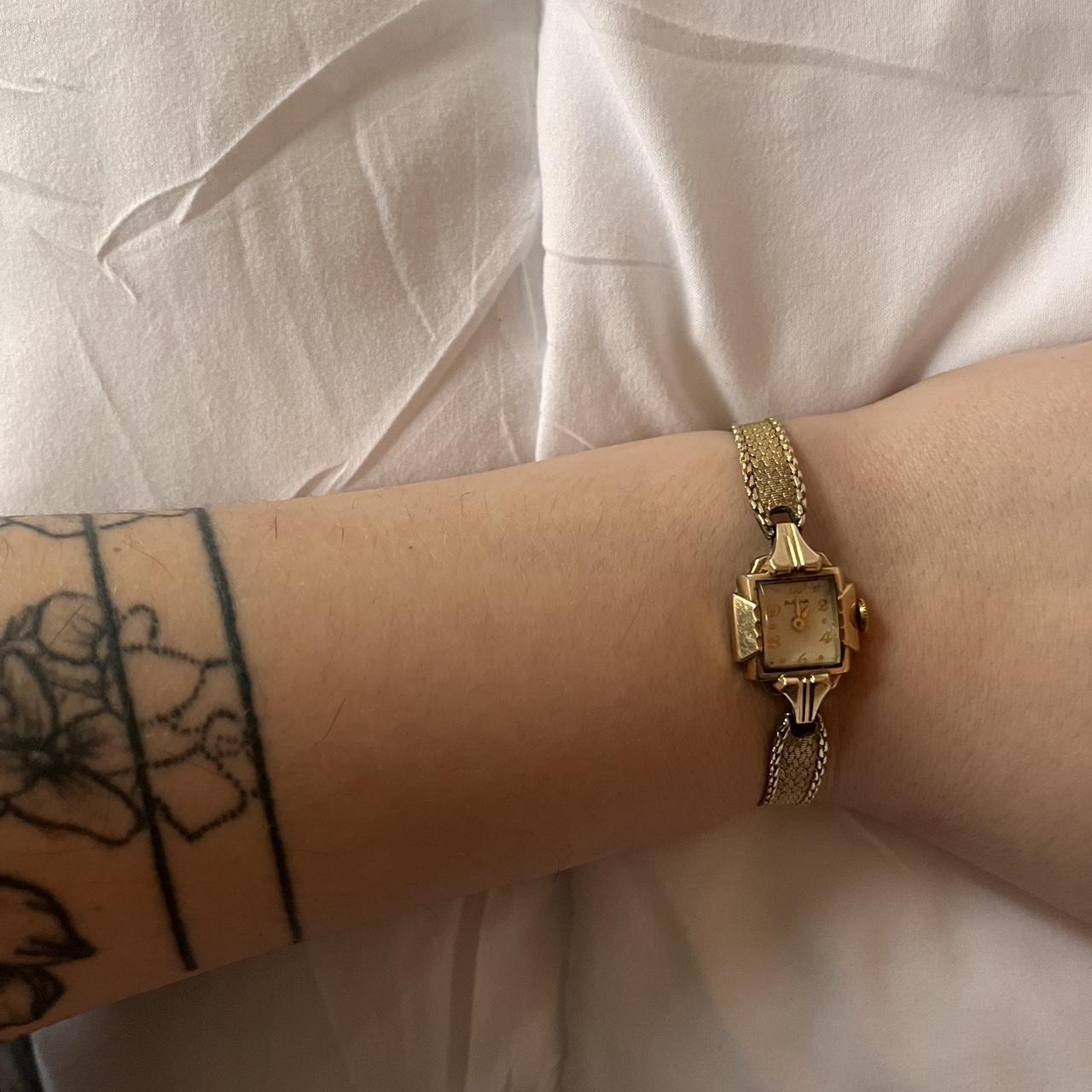 Gold vintage small women’s watch Bulova brand, clasp... - Depop