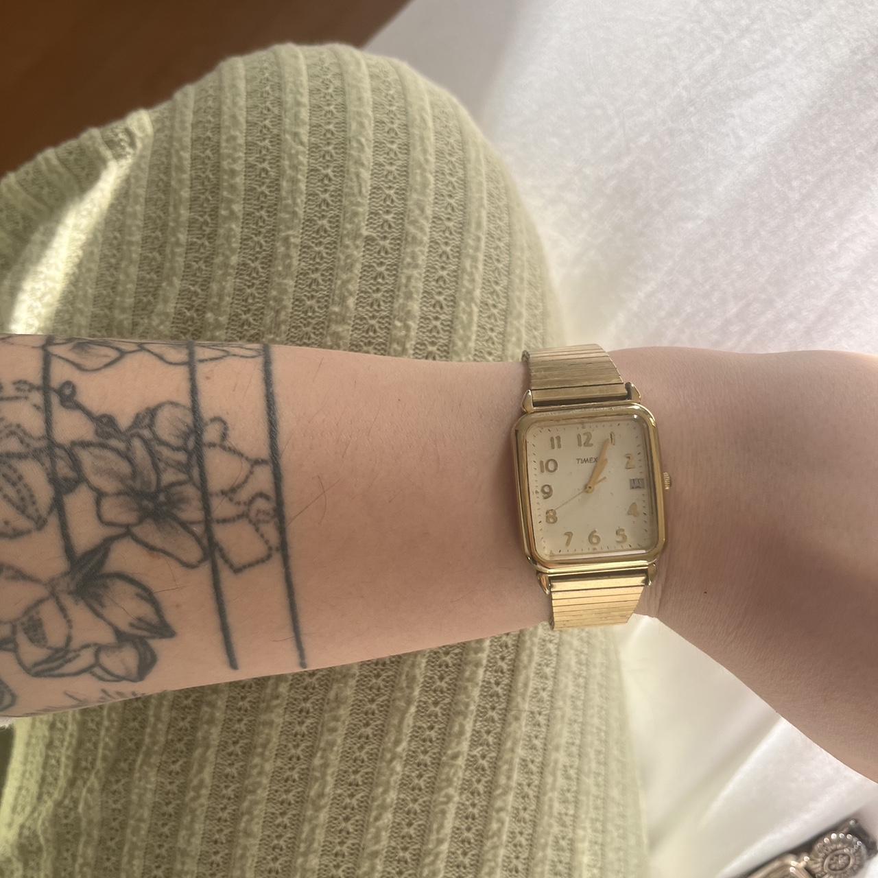 Super retro gold Timex watch with square face.... - Depop