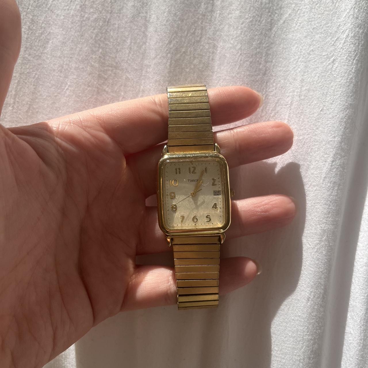 Super retro gold Timex watch with square face.... - Depop