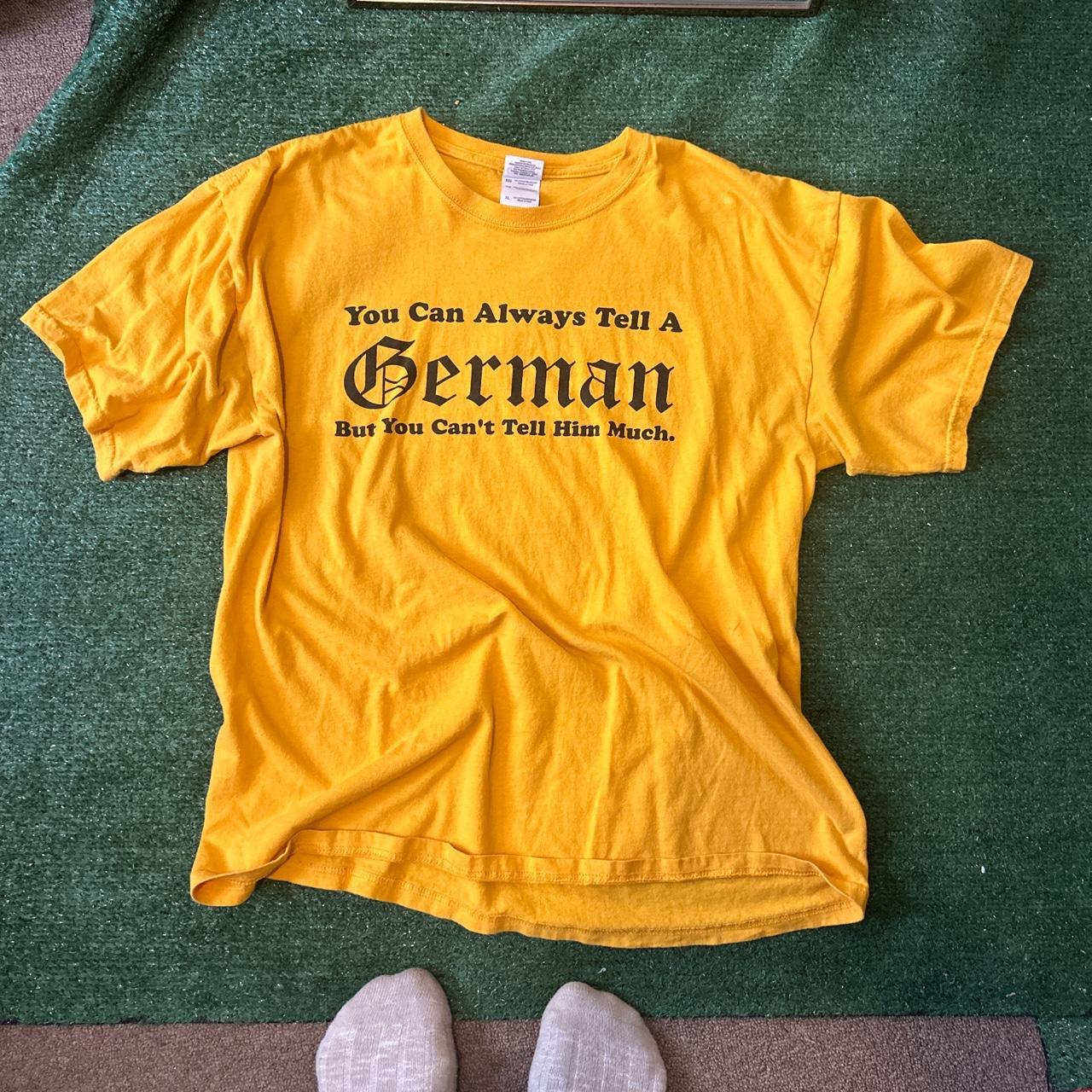 new school german parody shirt tagged xl on gildan.... - Depop
