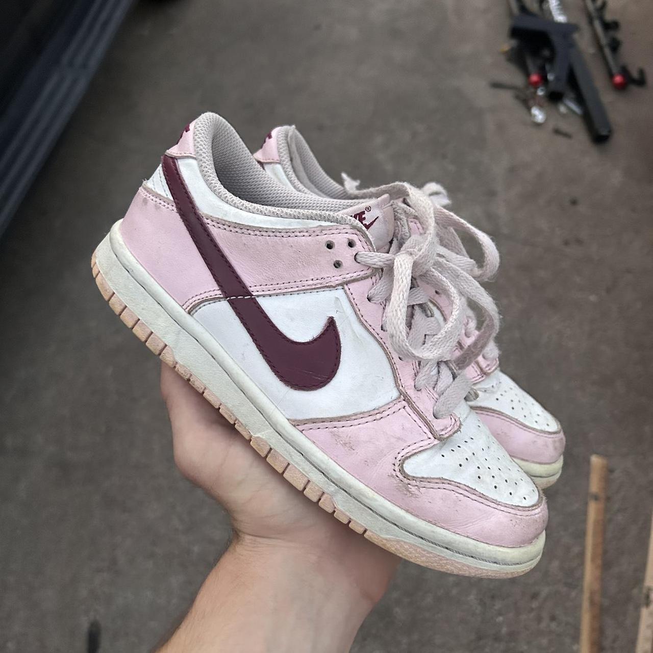 youth pink foam nike dunks size 3y i believe but... - Depop