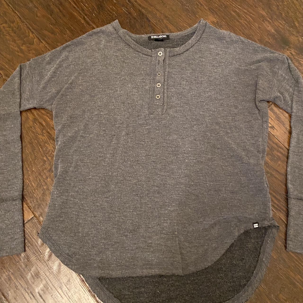 BILLABONG women’s 1/4 button sweater with distressed... | Depop