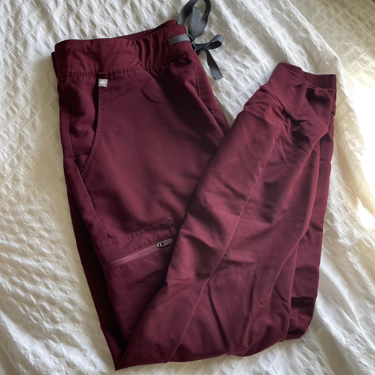 Figs scrubs bottom jogger maroon red Size L large - Depop