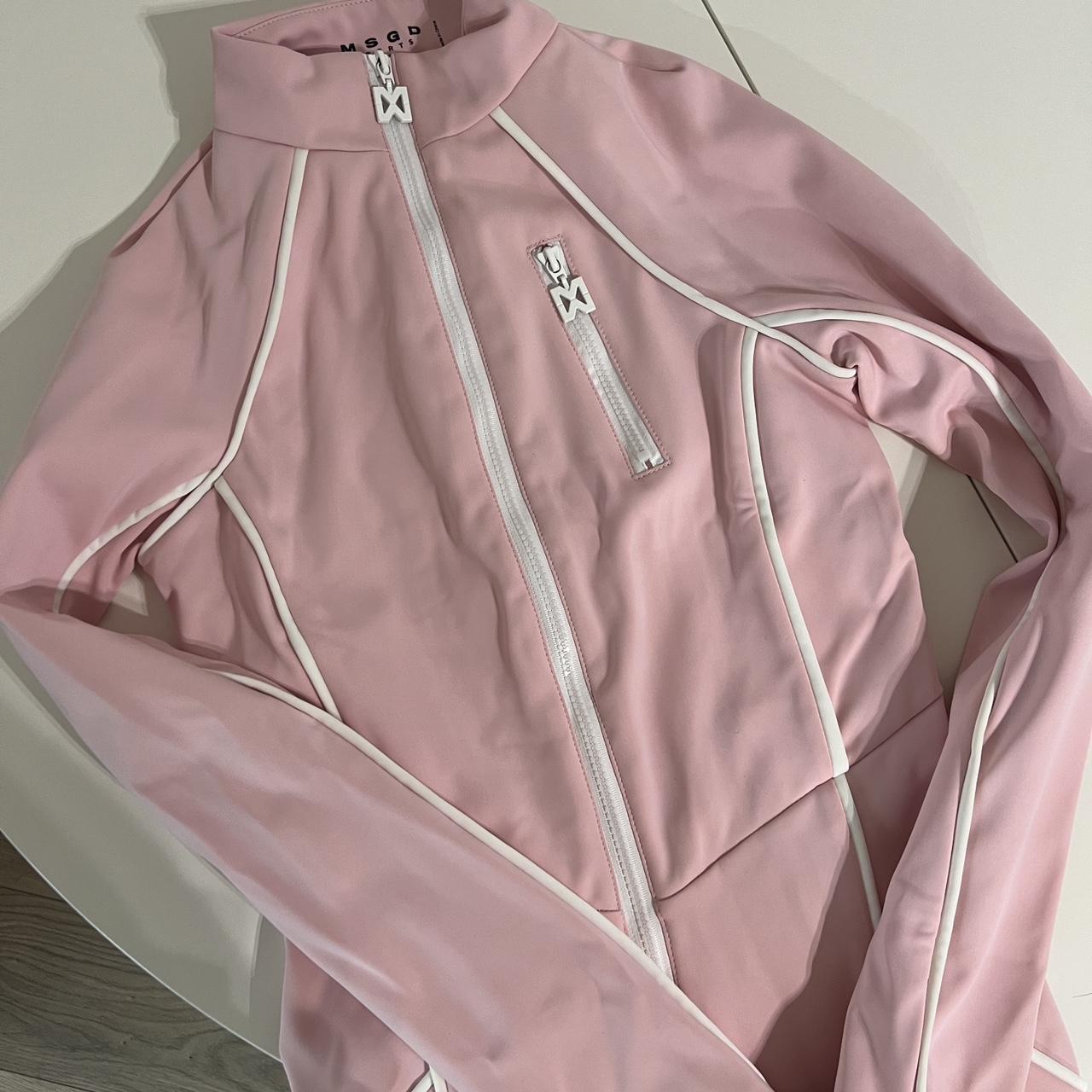 Misguided pink ski suit jumpsuit High neck long... - Depop