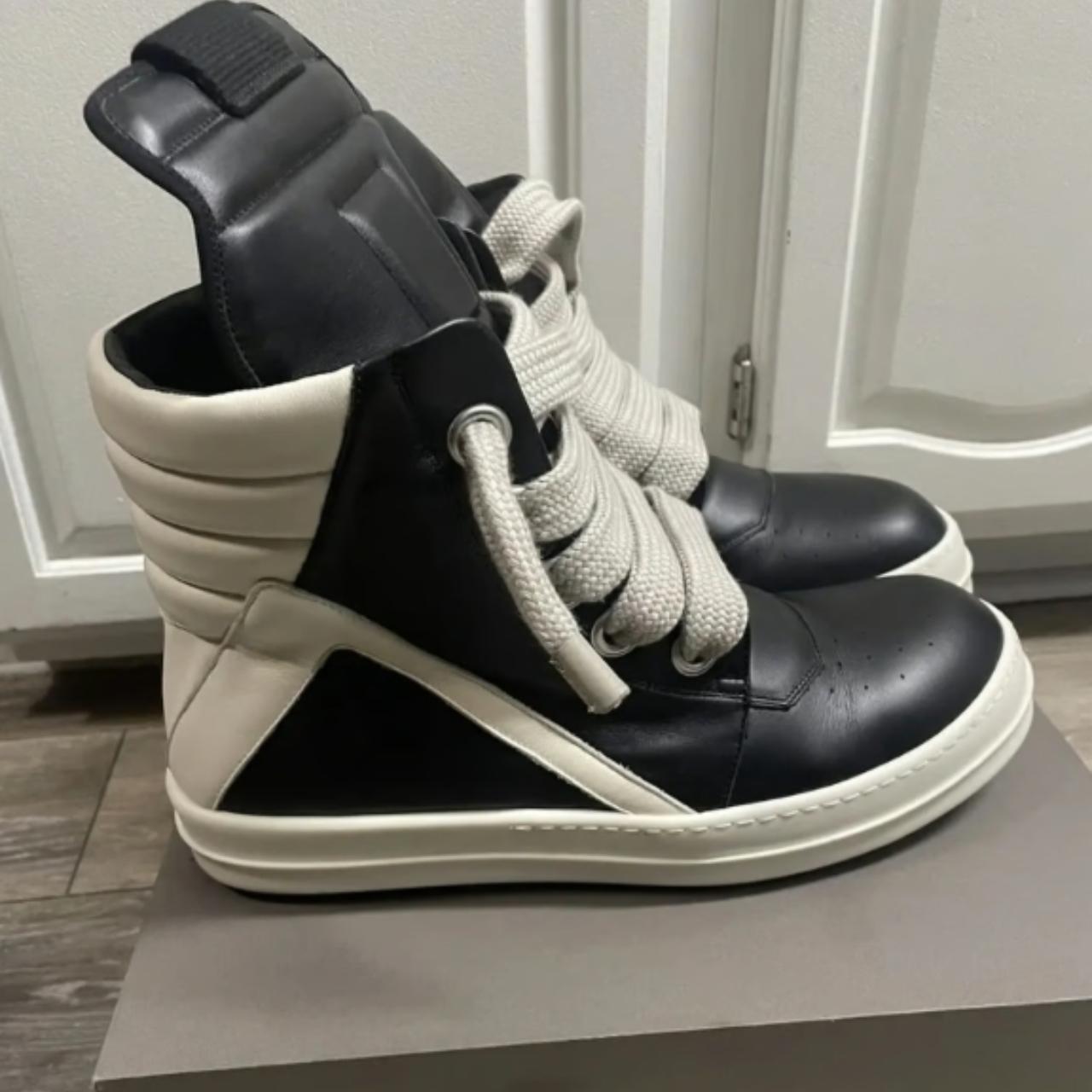 Rick owen Geobasket Jumbo lace White leather... | Depop