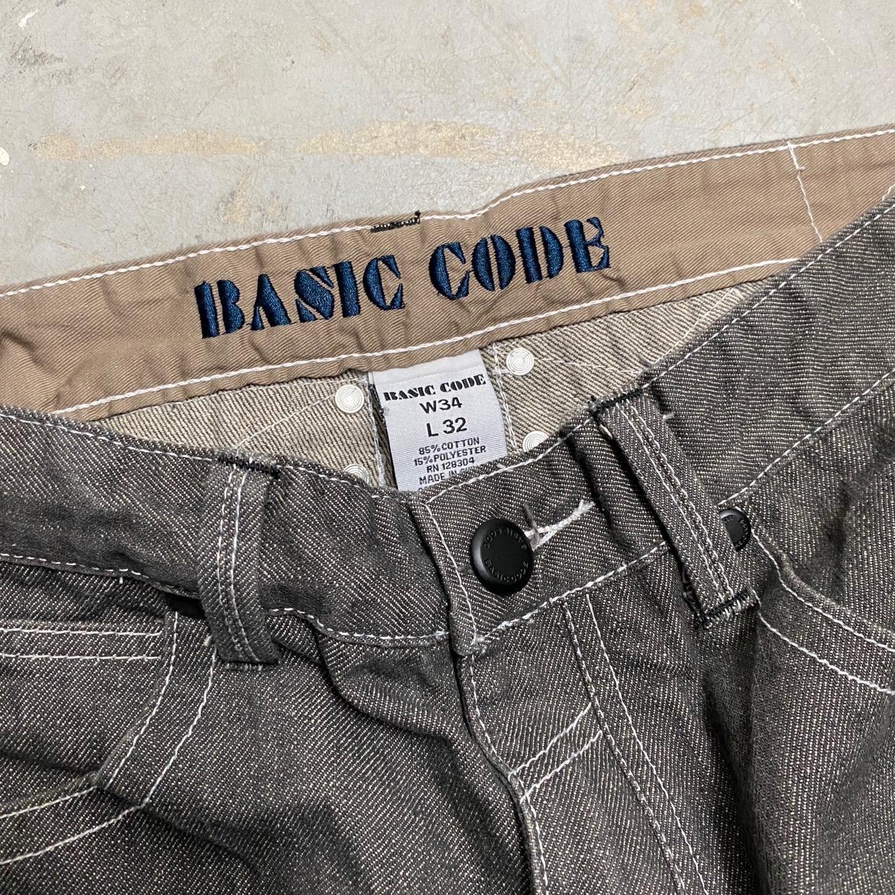 2000s Basic Code grey flared raver jeans with crazy... | Depop