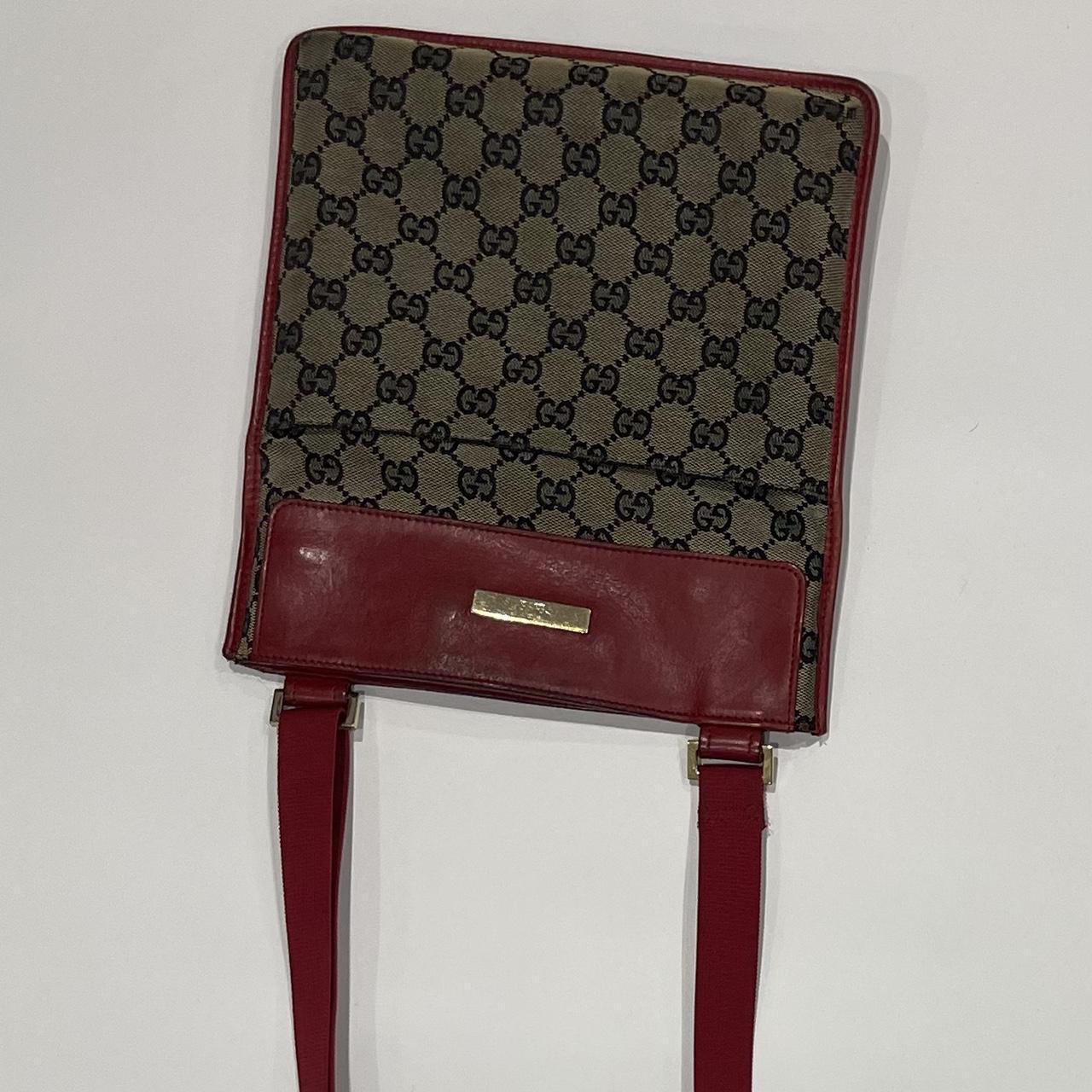 Vintage Gucci og monogram side bag in red leather,... - Depop