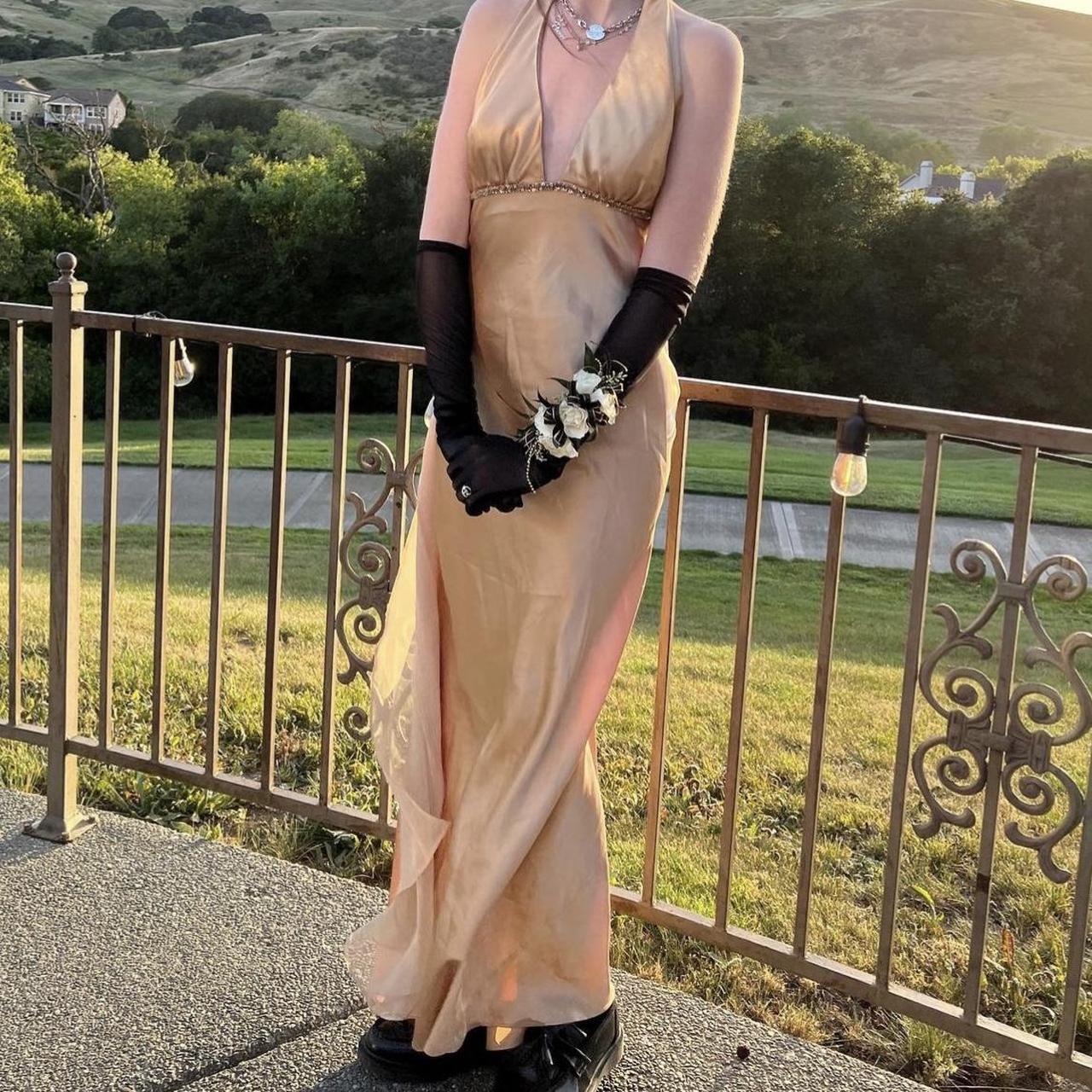 vintage prom dress y2k niki lavas zum zum backless... - Depop