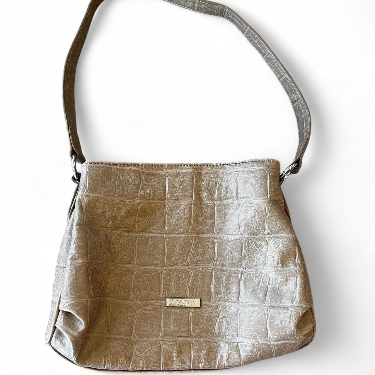 Tan and brown Koltov shoulder bag with crocodile... | Depop