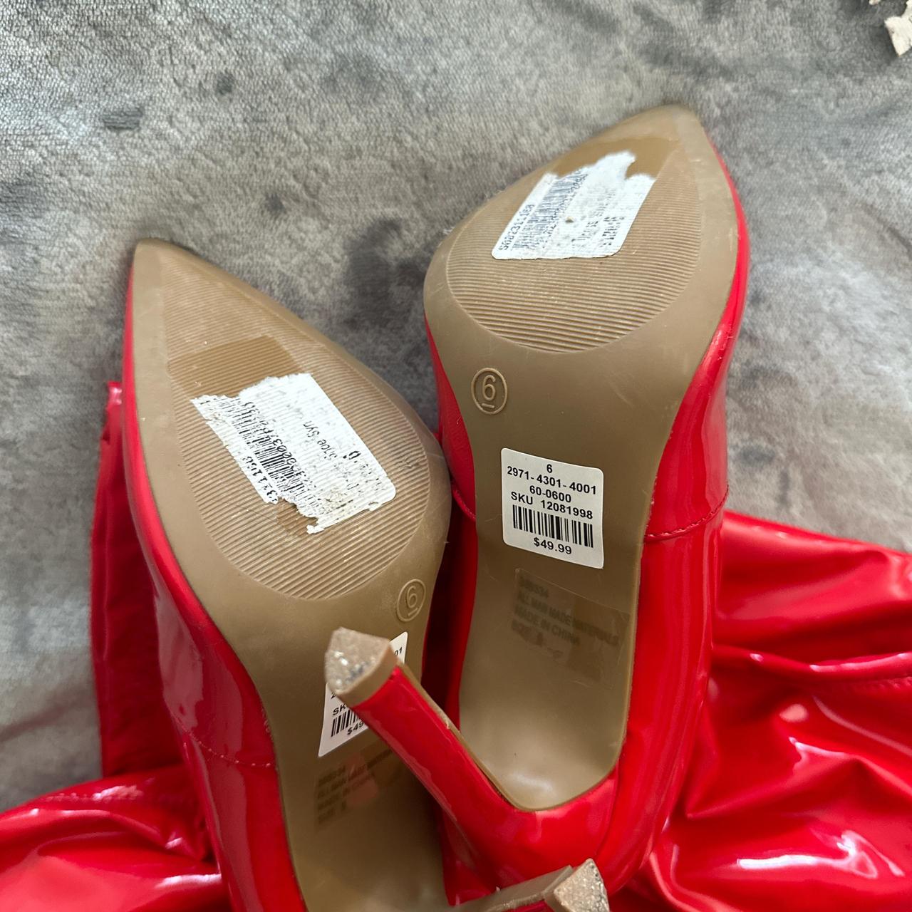 Thigh high pvc red boots - Depop