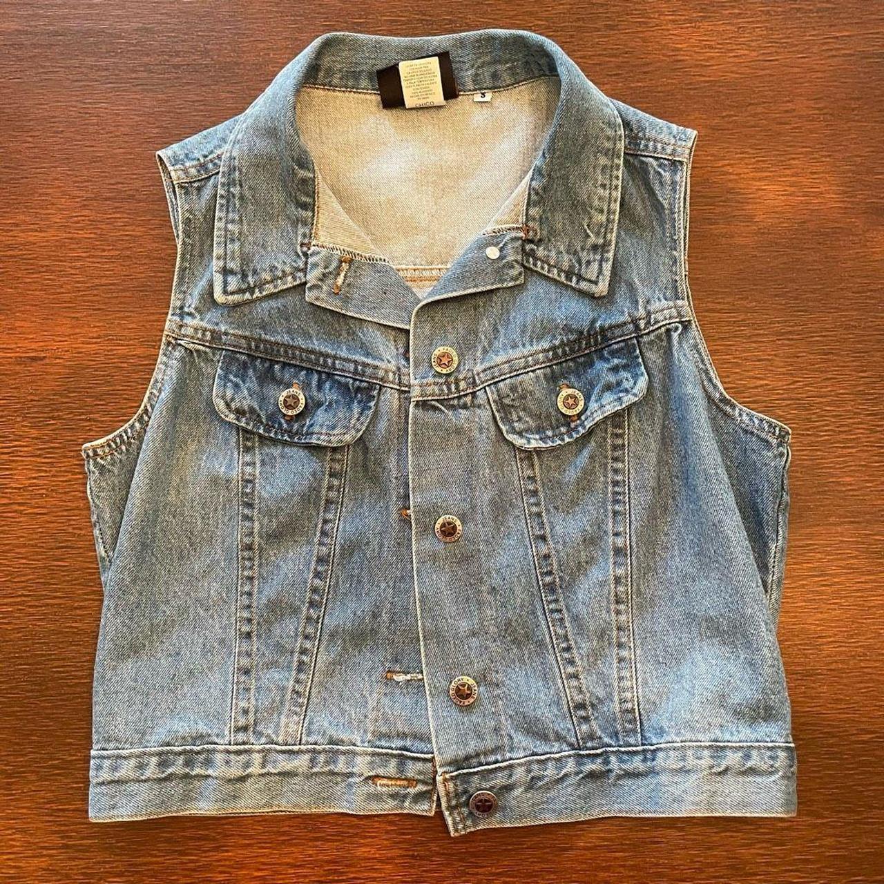 Vintage women’s denim vest size small - Depop