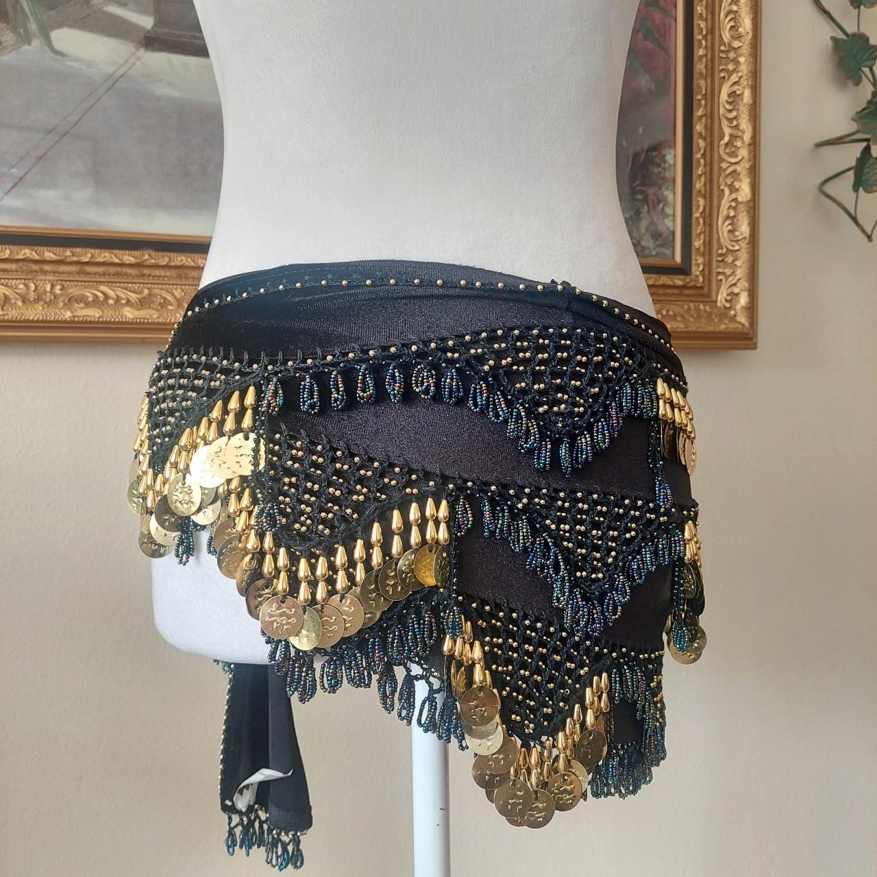 Sultry belly dancer coin wrap skirt Sheer black... - Depop
