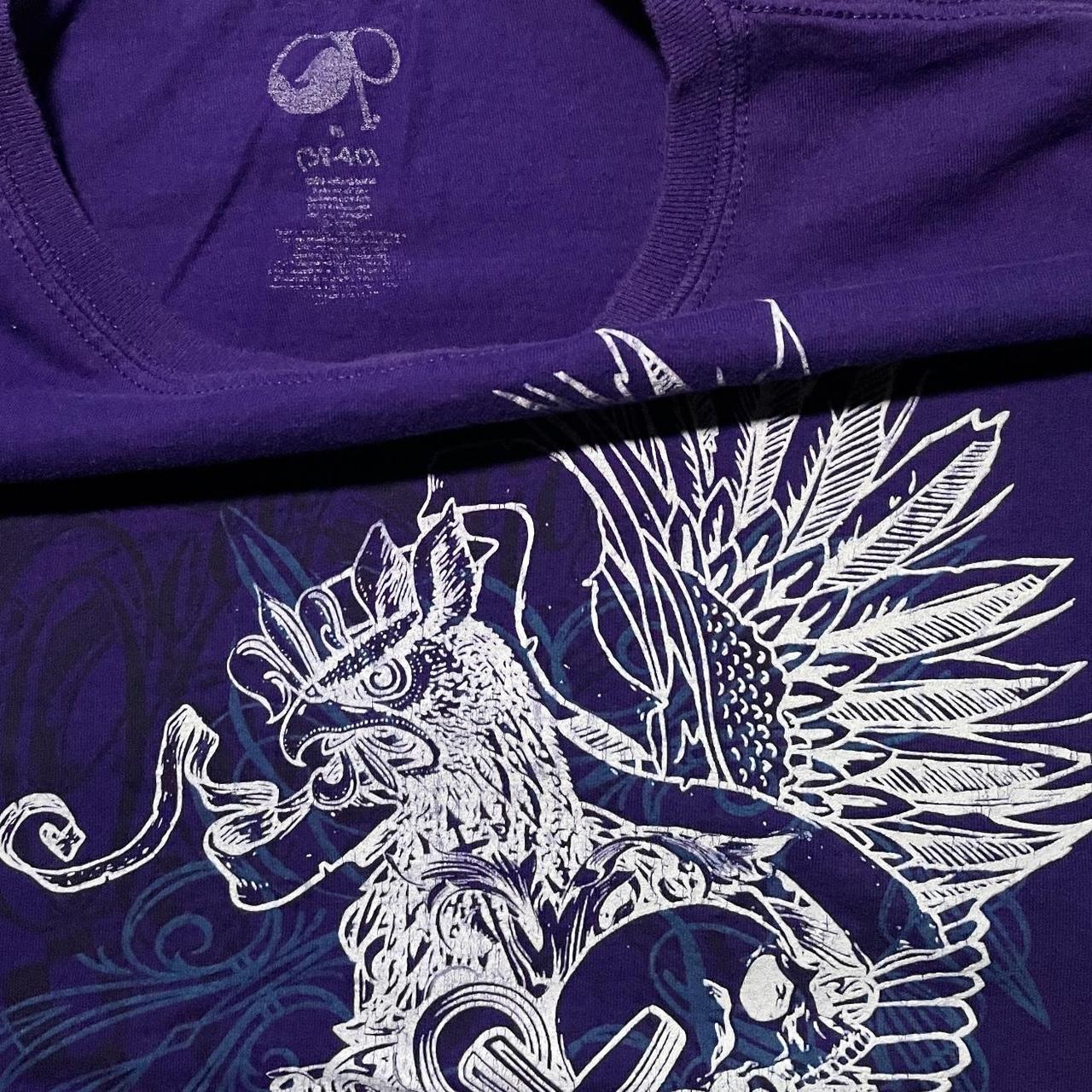 Affliction Men's Purple and White T-shirt | Depop