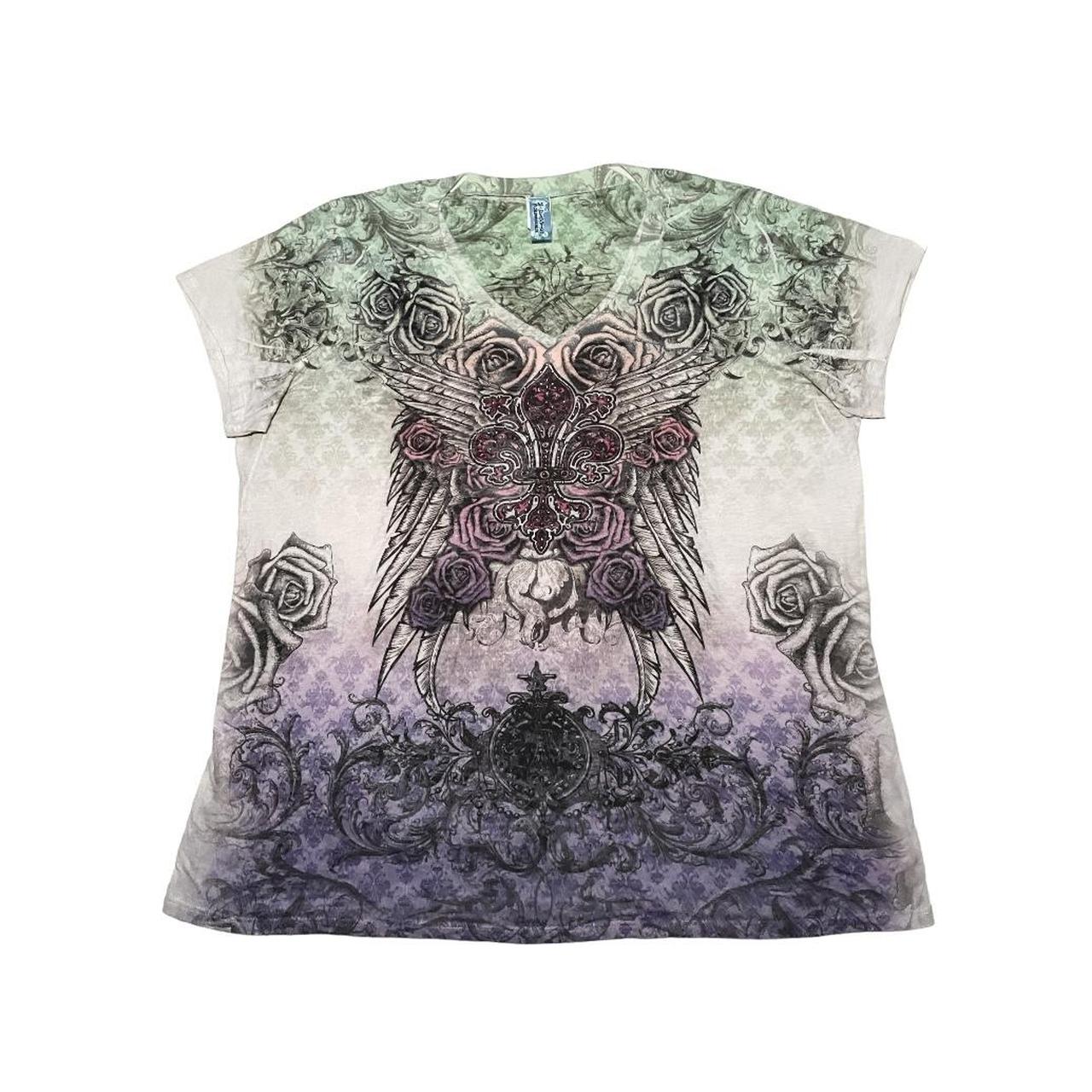 Emo Cyber Bling Shirt ShortSleeve V-Neck Top Refer... - Depop