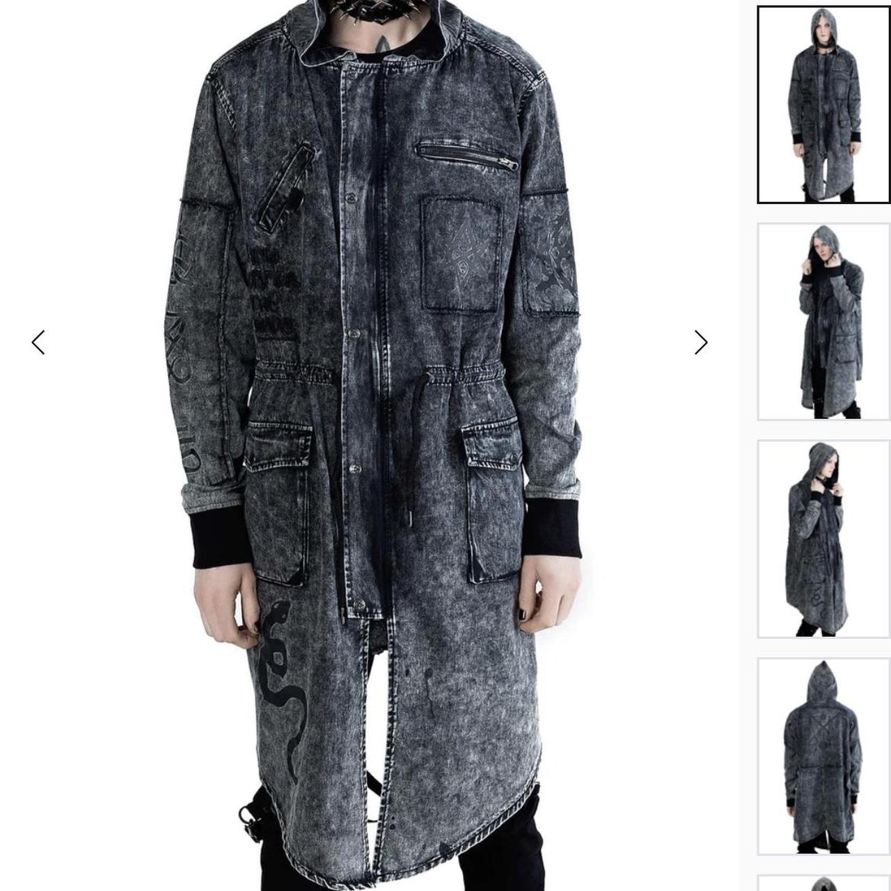 Killstar Men's Grey and Black Coat | Depop