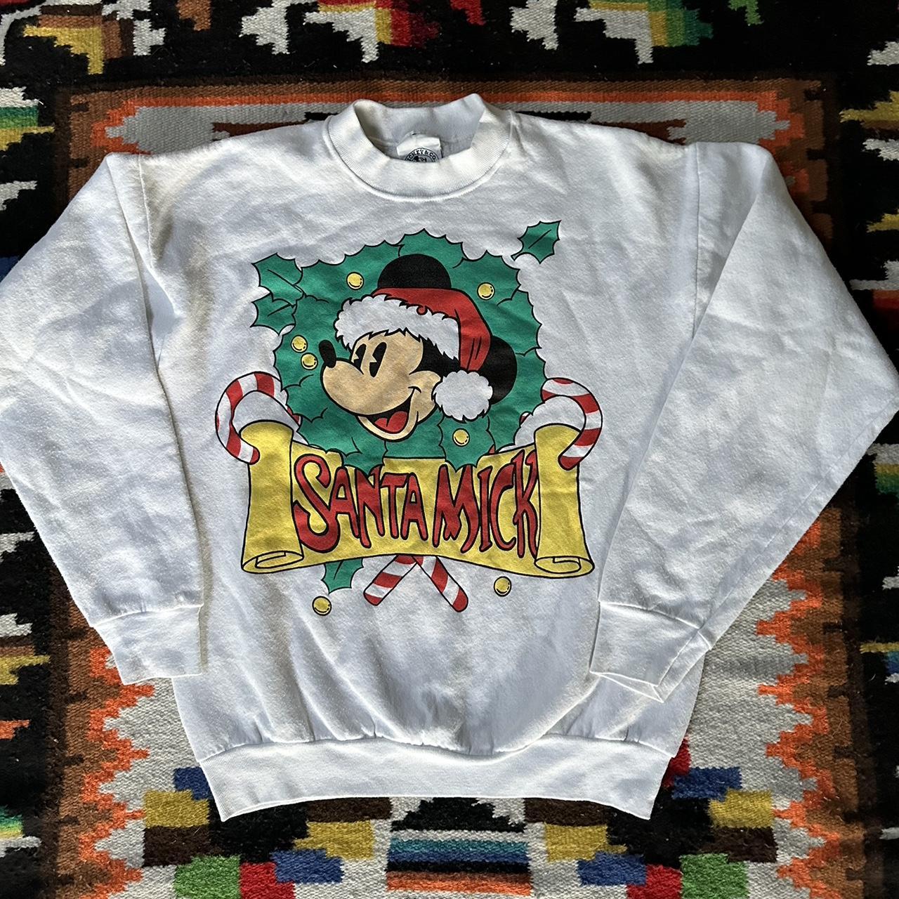 Vintage 90s Santa Mickey Mouse Disney crewneck... - Depop