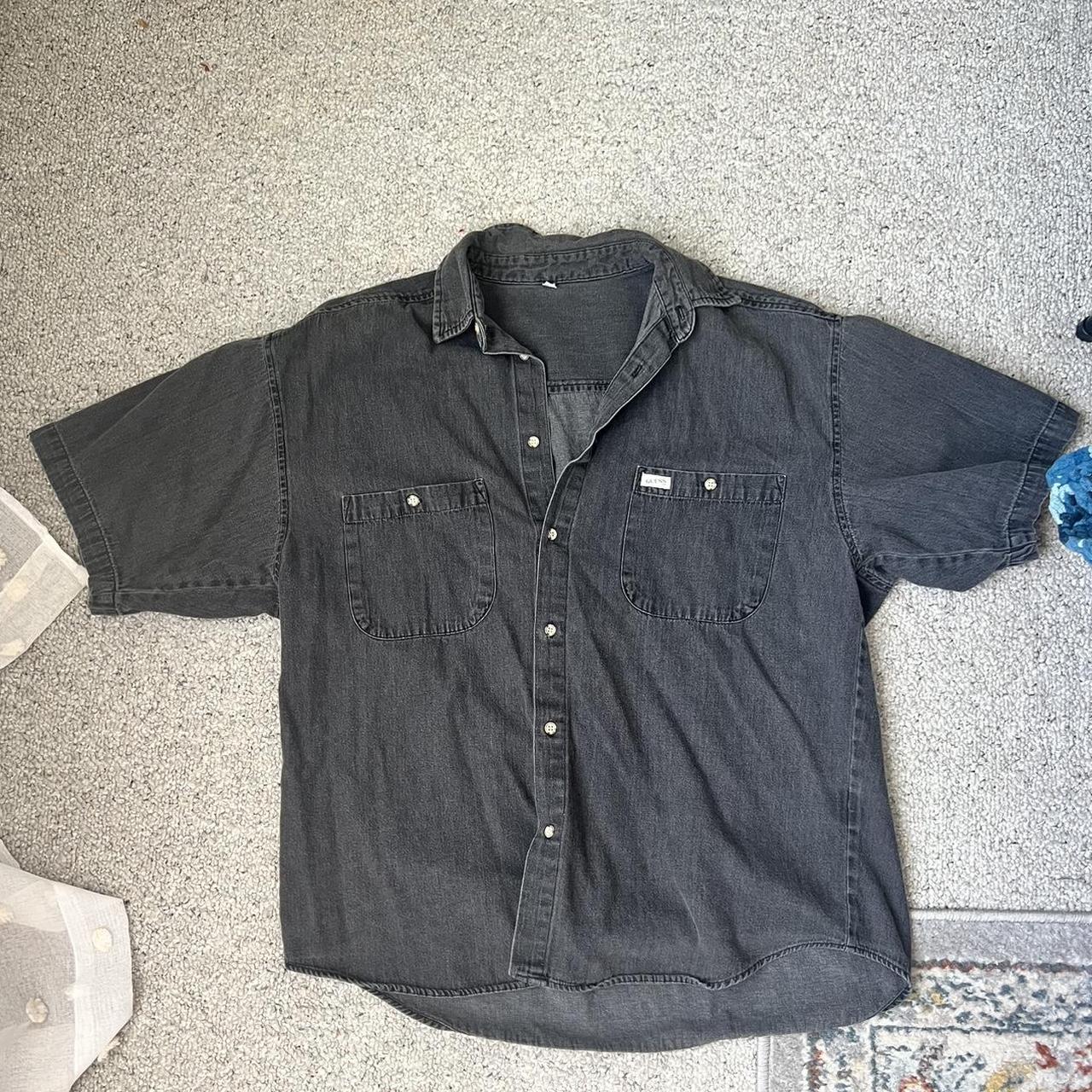 The perfect black Guess button down! 22 inches pit... - Depop