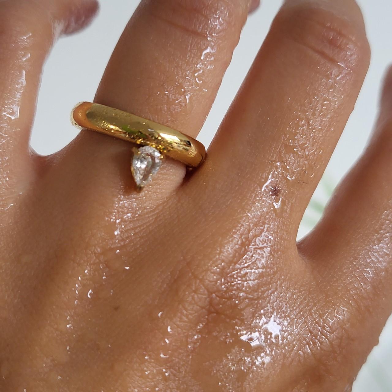 ️ Absolutely gorgeous gold ring with an almond... | Depop