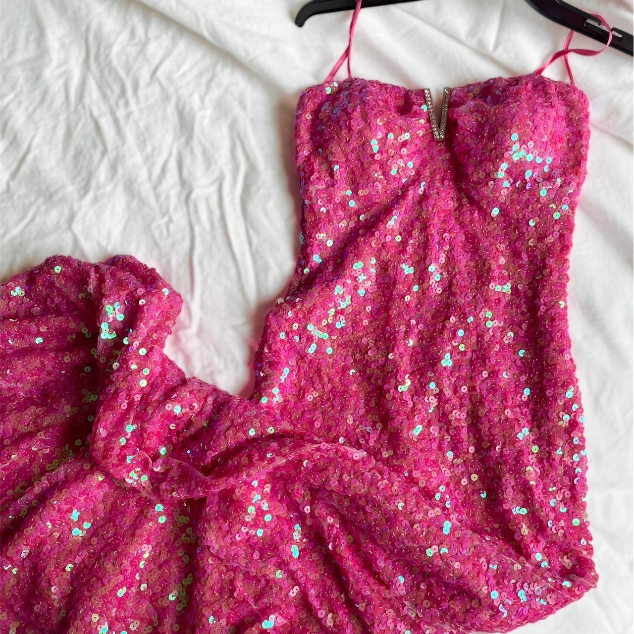 Pink sequin dress A beautiful pink sequin gown in... - Depop