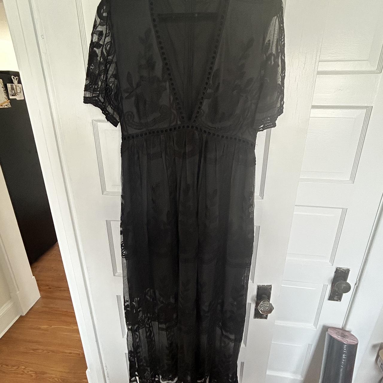 shein 0XL black lace maxi dress - Depop