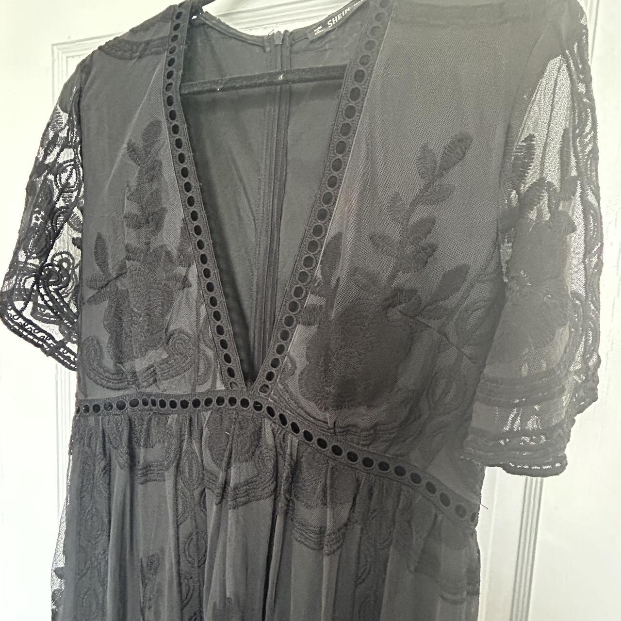 shein 0XL black lace maxi dress - Depop