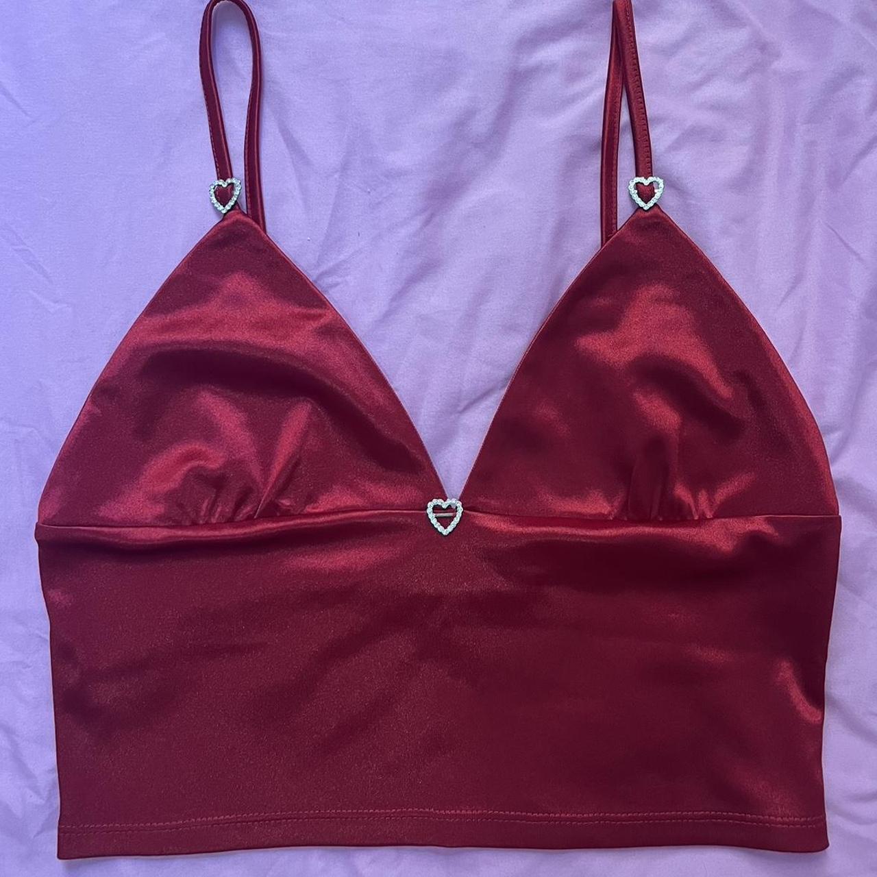 Red top with heart details READ BIO BEFORE... - Depop