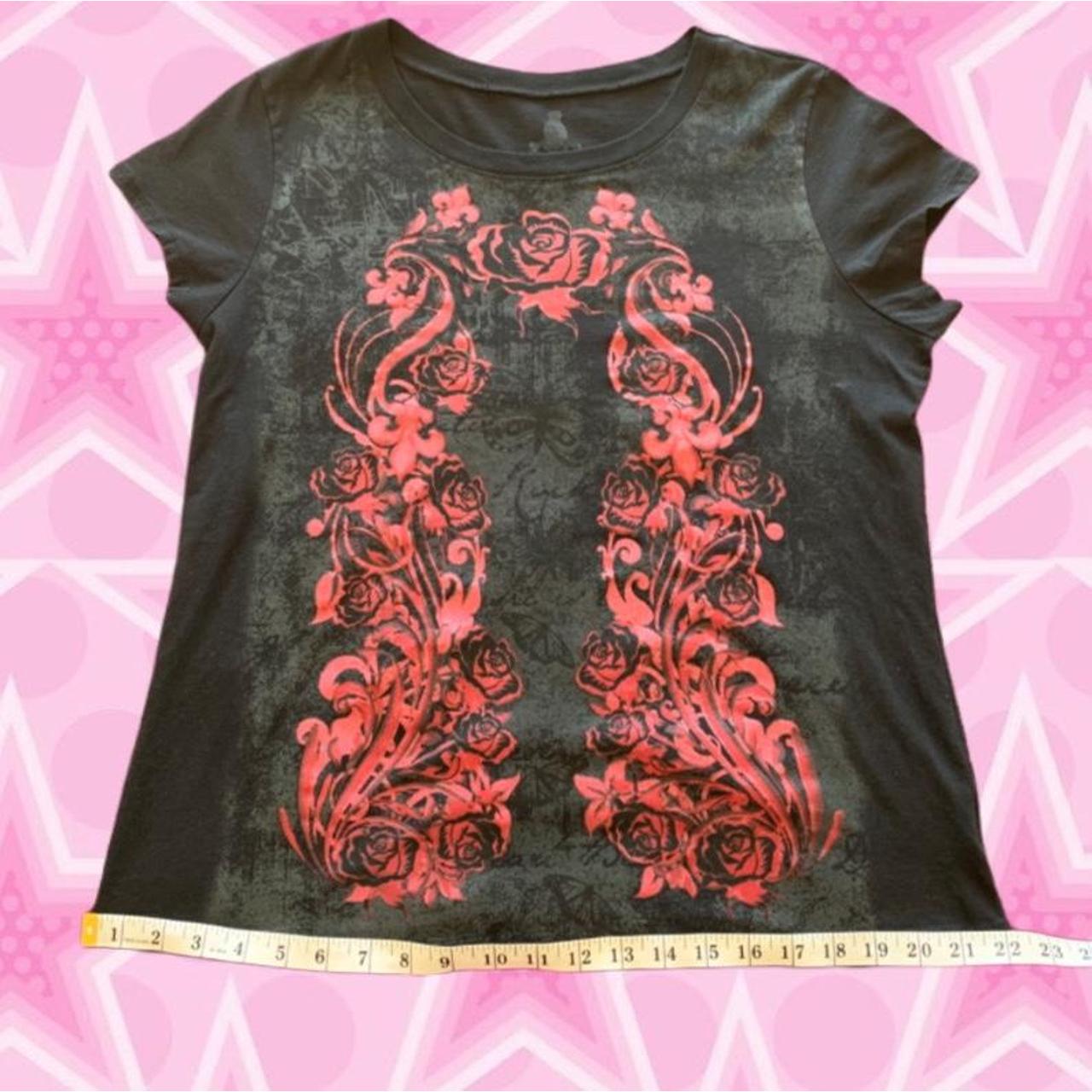 Y2k Rose Top With Fleur Sign Size XXL MEASUREMENTS... - Depop