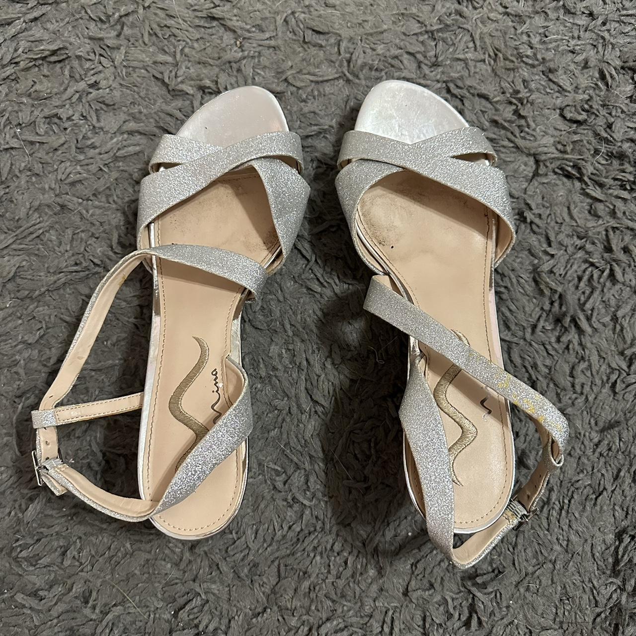 silver sparkly heels • worn twice to hoco - Depop