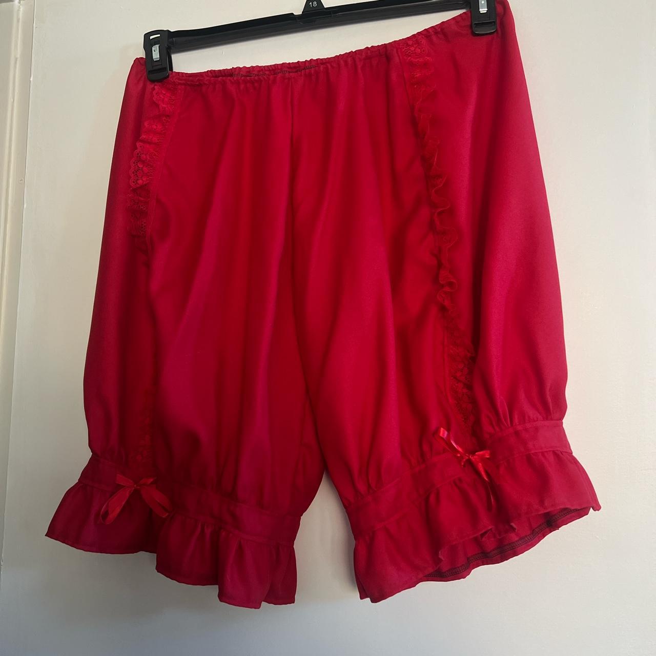 Red bloomer shorts I made for a valentines shoot.... - Depop