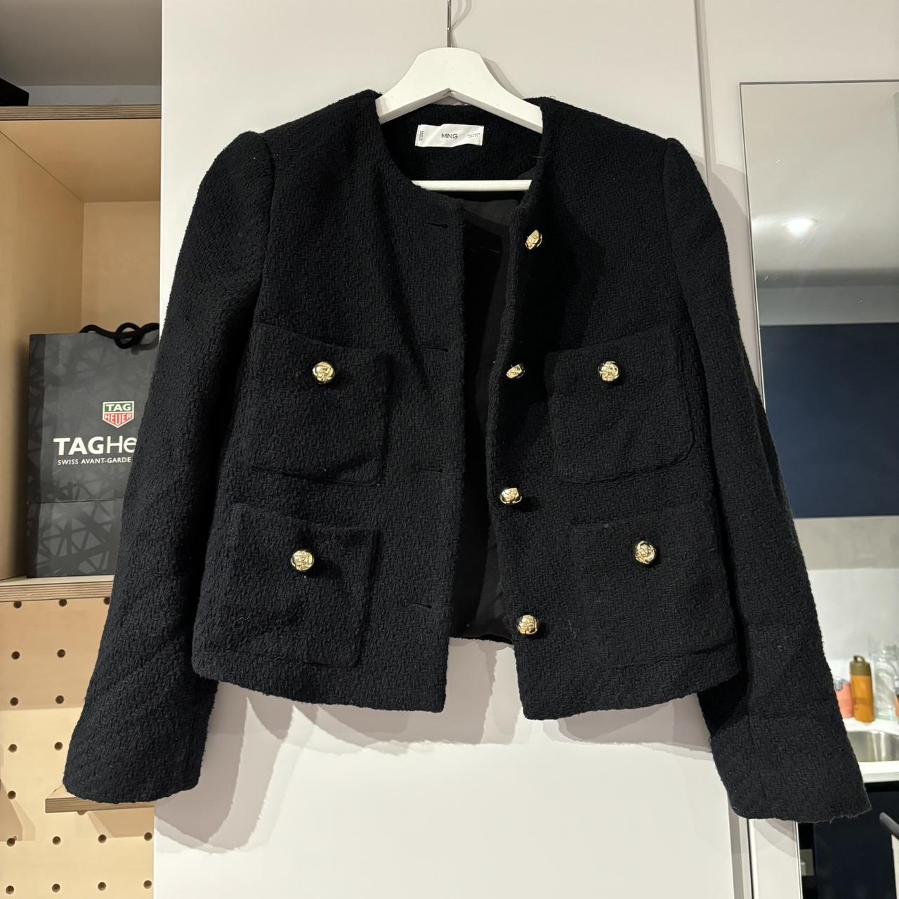 Mango Black Jacket with Gold Buttons All gorg and... - Depop