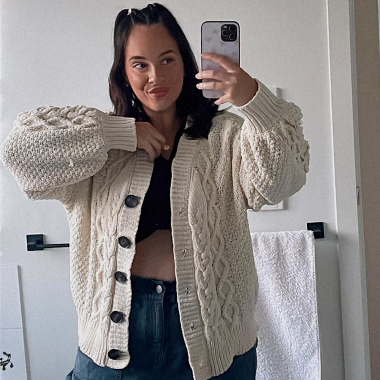 Oversized Cream Knit Cardigan 🖤 ⭑ Brand = Cotton On... - Depop