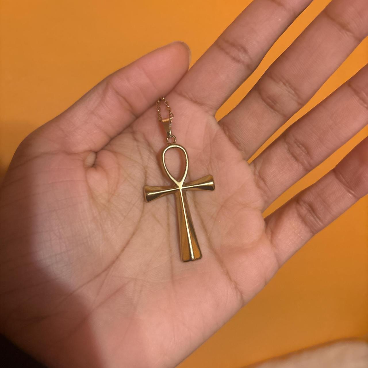 gold Egyptian anhk necklace, worn once or... | Depop