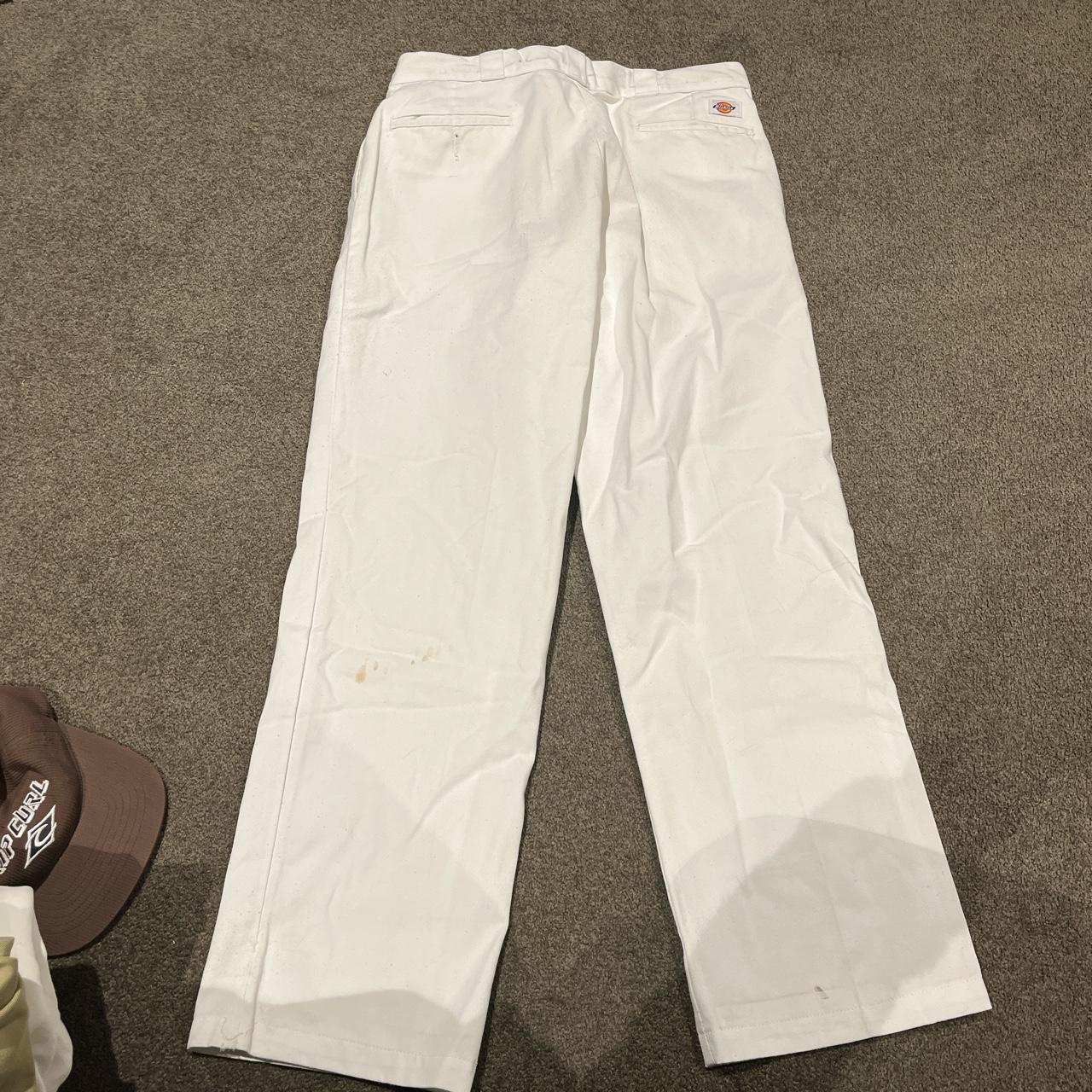 dickies original fit white pants size 38x32 worn a... - Depop