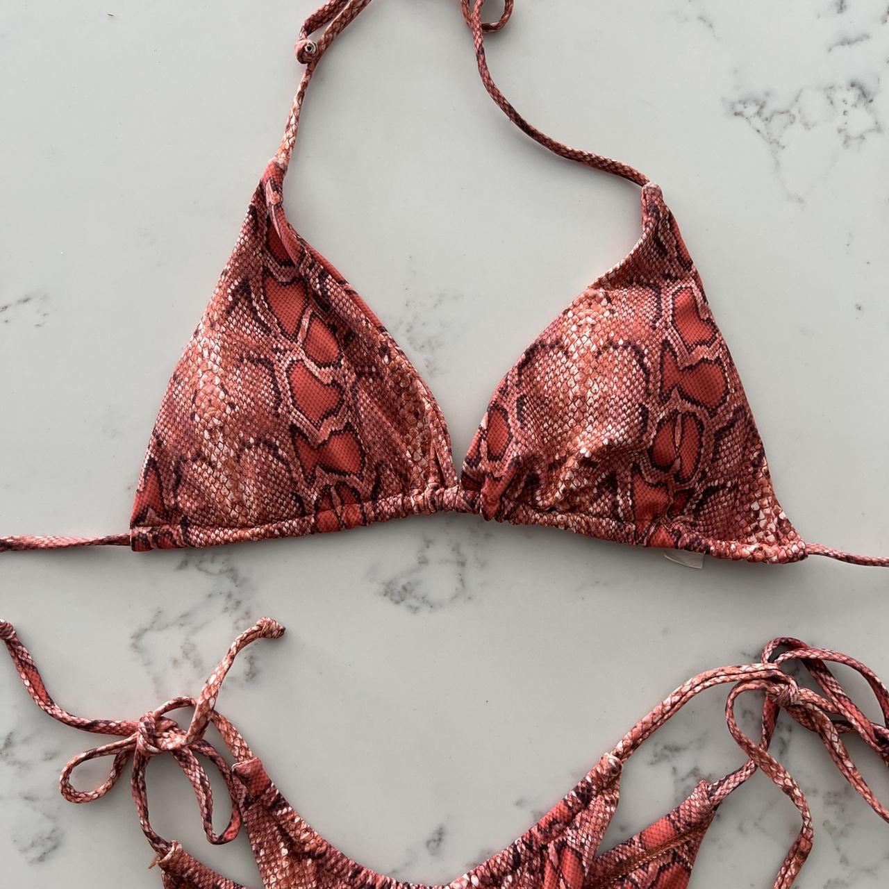 Red snakeskin print bikini #bikini #snakeskinbikini... - Depop