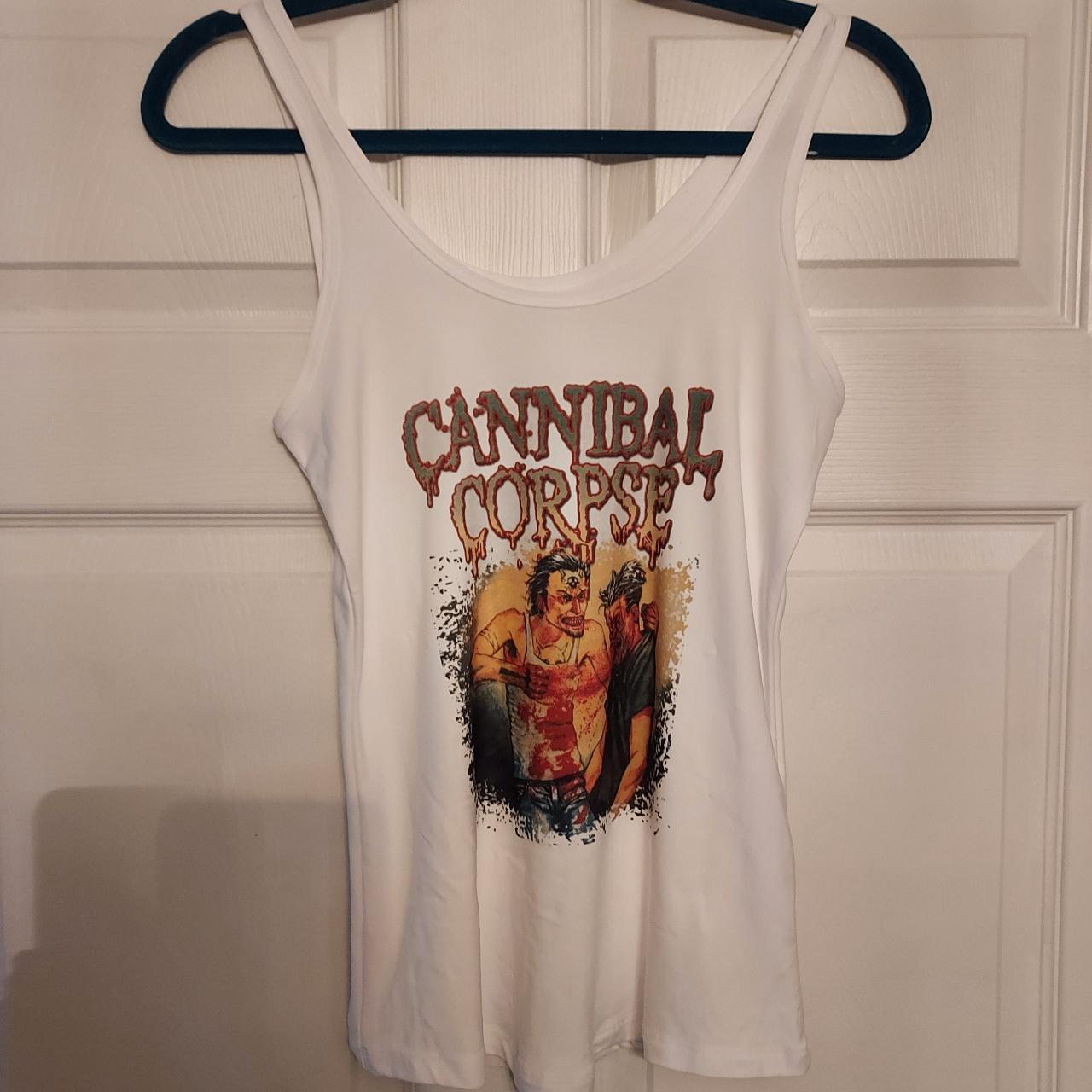 Cannibal Corpse Ribbed White Tank (Message me with... - Depop