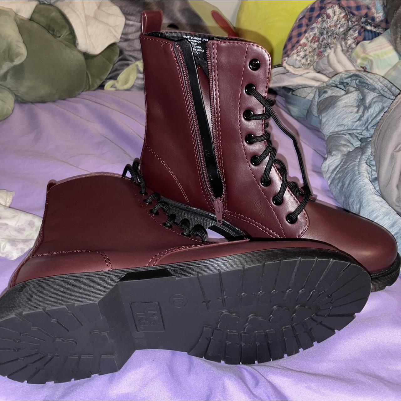 Maroon lace up, combat style boots Worn once ever‼️ - Depop
