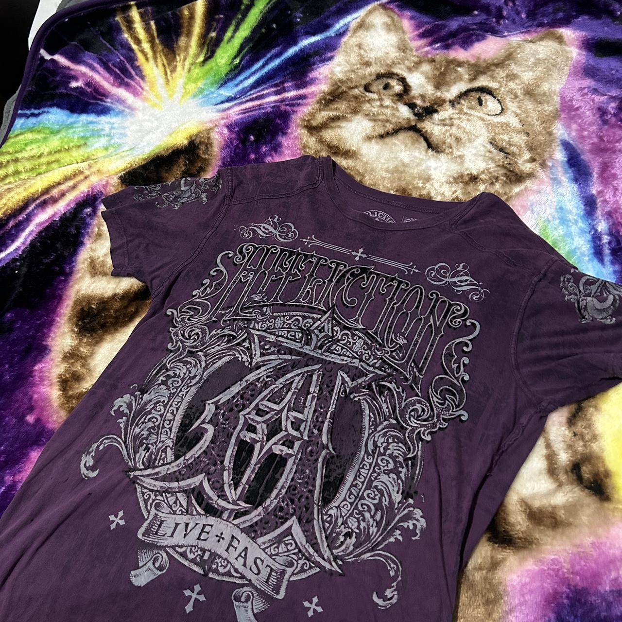 Purple Affliction graphic tee with silver accents #goth - Depop