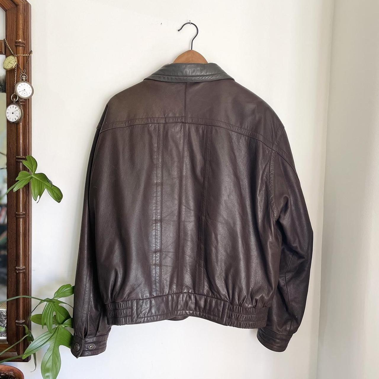Vintage Aviator Style Brown Leather Jacket.... - Depop