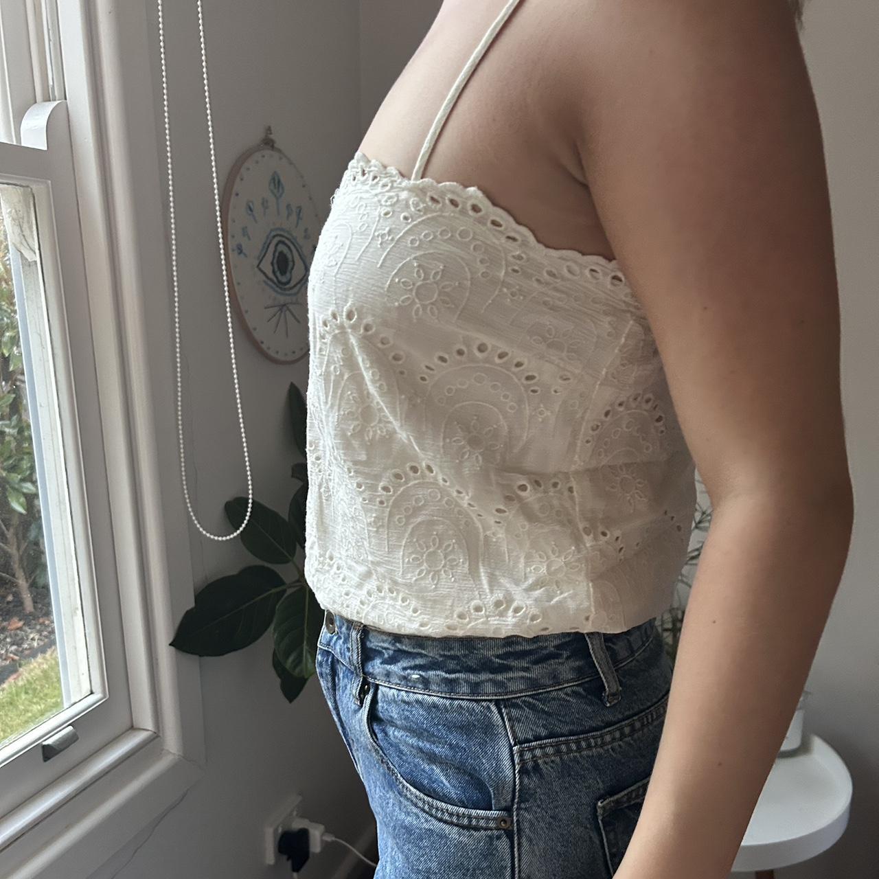 Ghanda crop coastal style top with adjustable straps... - Depop