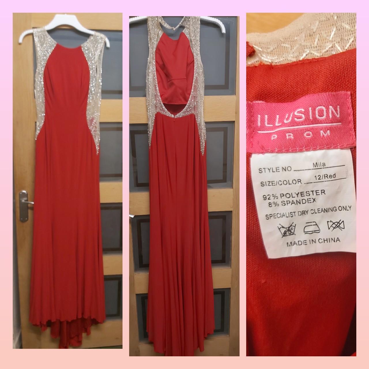 Illusion Prom dress Red size 12 Worn once for a... - Depop
