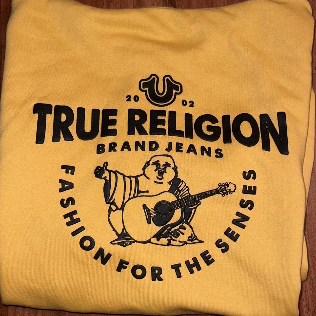 yellow true religion zip up! tags still on, never worn - Depop