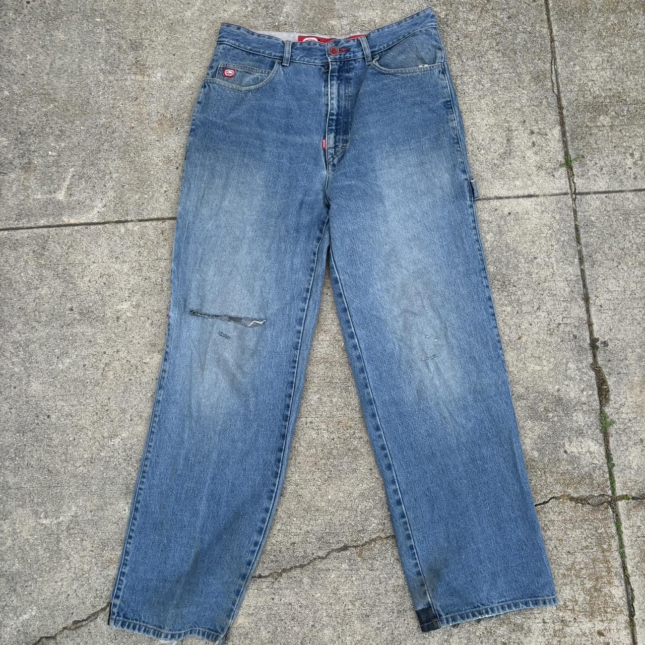 baggy ecko unltd carpenter jeans. they have a green... - Depop