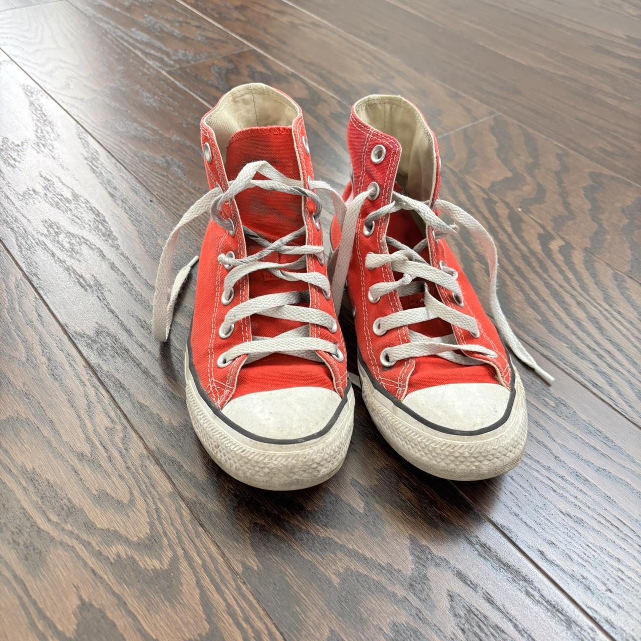 red high top converse, very used, size 7.5 #converse... | Depop