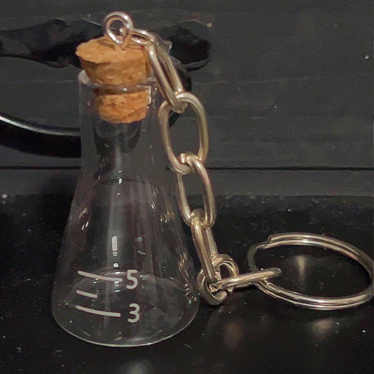 Mini Science Beaker Cork Jar Key Chain Handmade by... - Depop