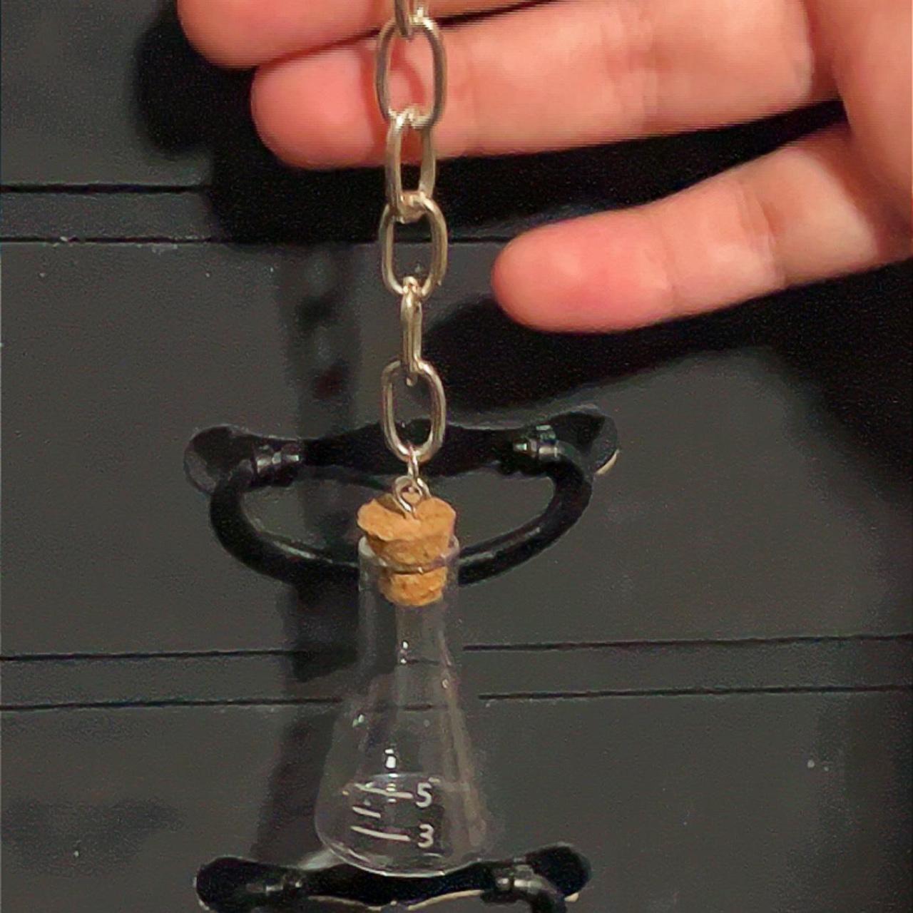 Mini Science Beaker Cork Jar Key Chain Handmade by... - Depop
