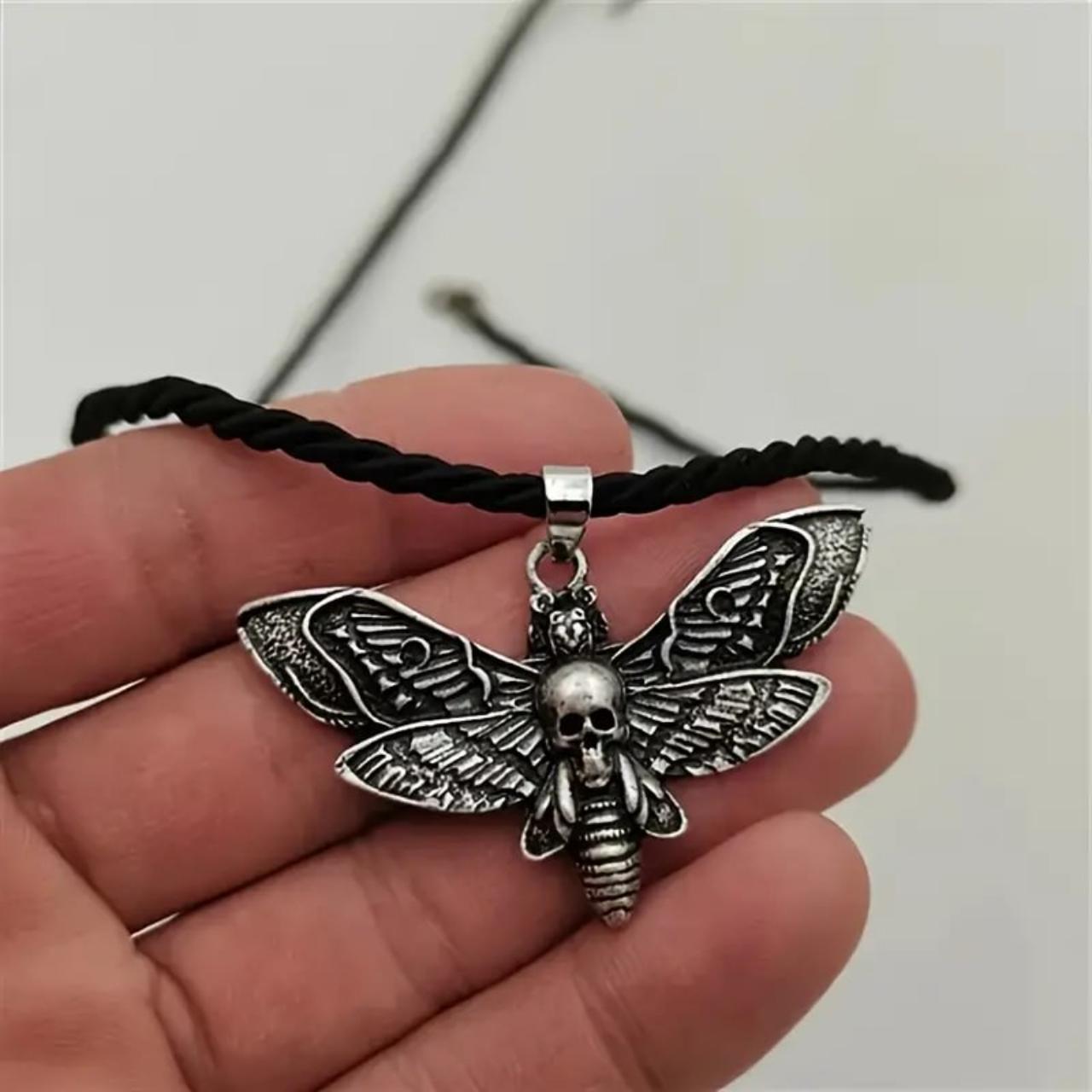 Death Moth Skeleton Insect Necklace The... - Depop