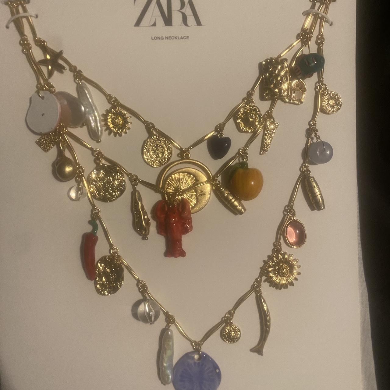 PACK OF 3 MULTI-CHARM NECKLACES-Zara Golden... - Depop