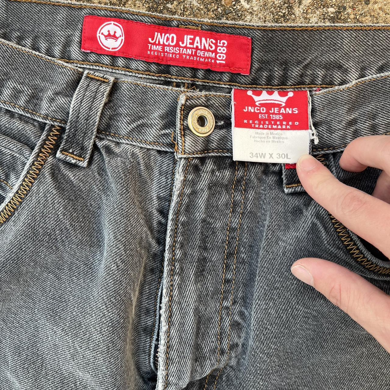90s Jnco Jeans Flaming Skull On Back Size 34 30 Depop
